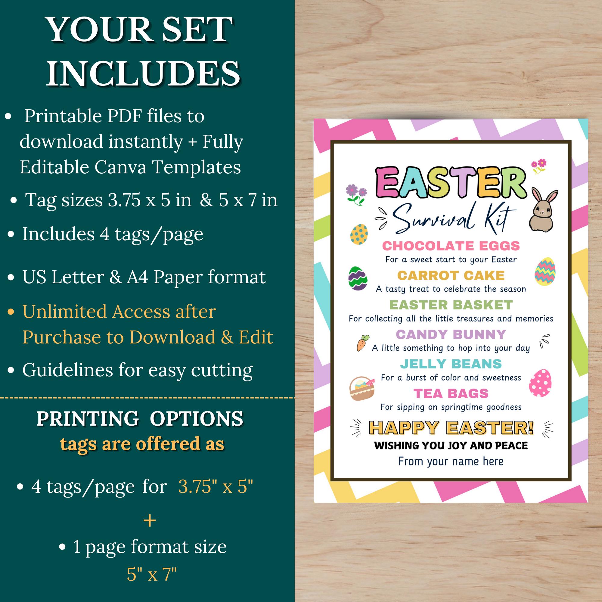Easter Survival Kit Gift Tag Easter Bunny Bait Printable Easter ...