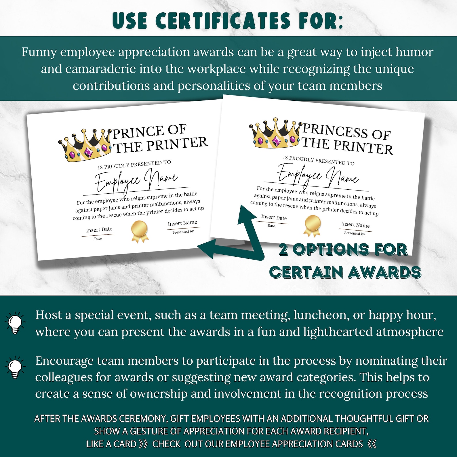 Funny Employee Appreciation Awards: Editable Certificates (digital ...
