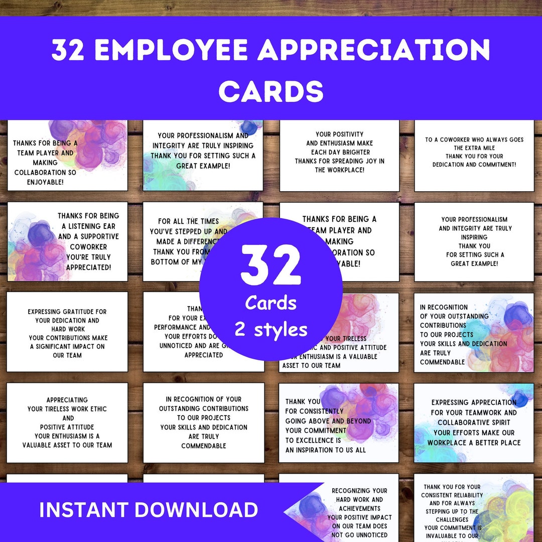 Employee Appreciation Cards Printable Coworker Gift Card Employee ...