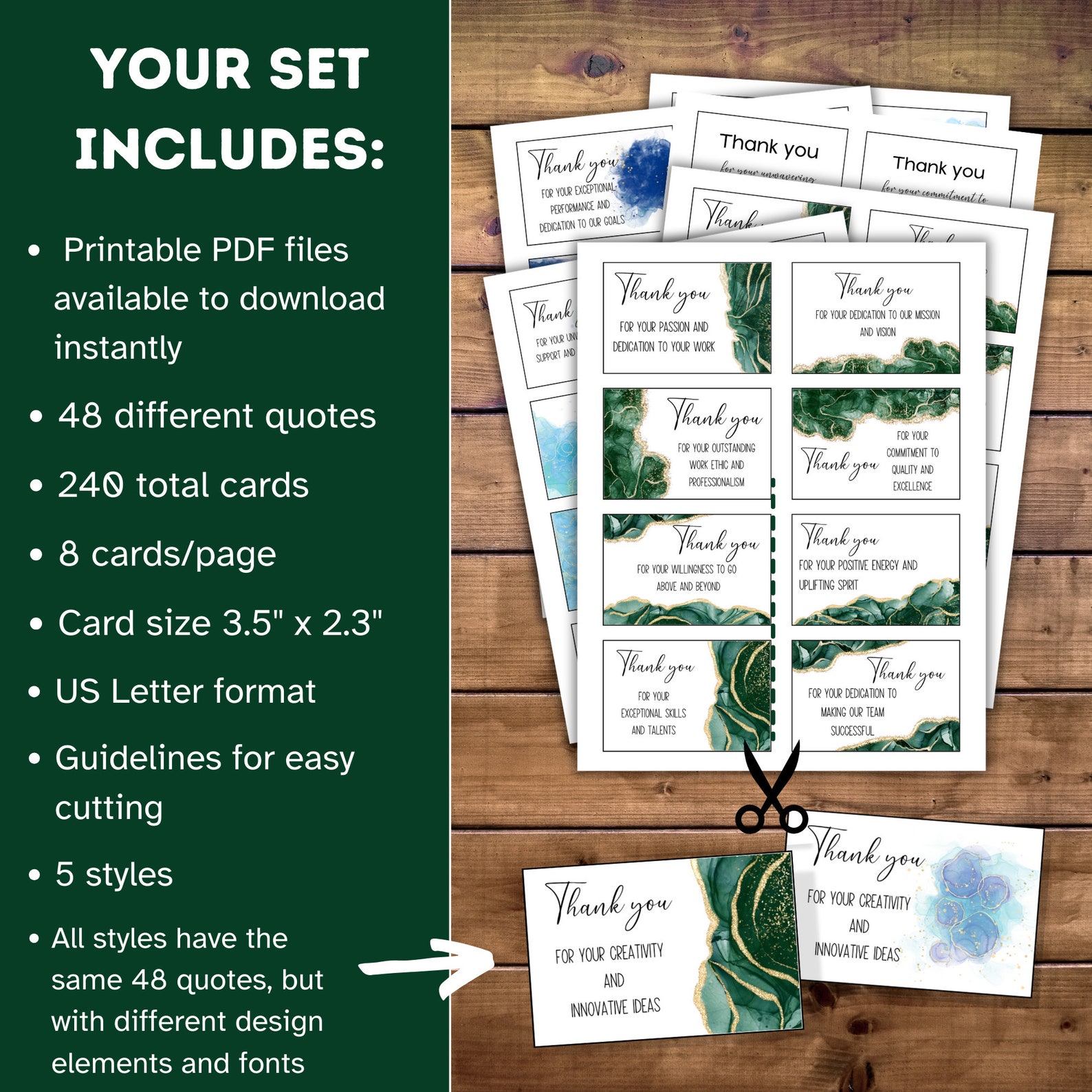 Employee Appreciation Cards: Printable Thank You Notes (digital ...