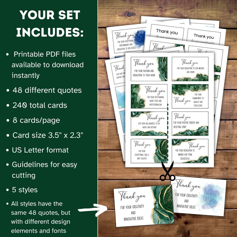 Employee Appreciation Cards: Printable Thank You Notes (digital ...