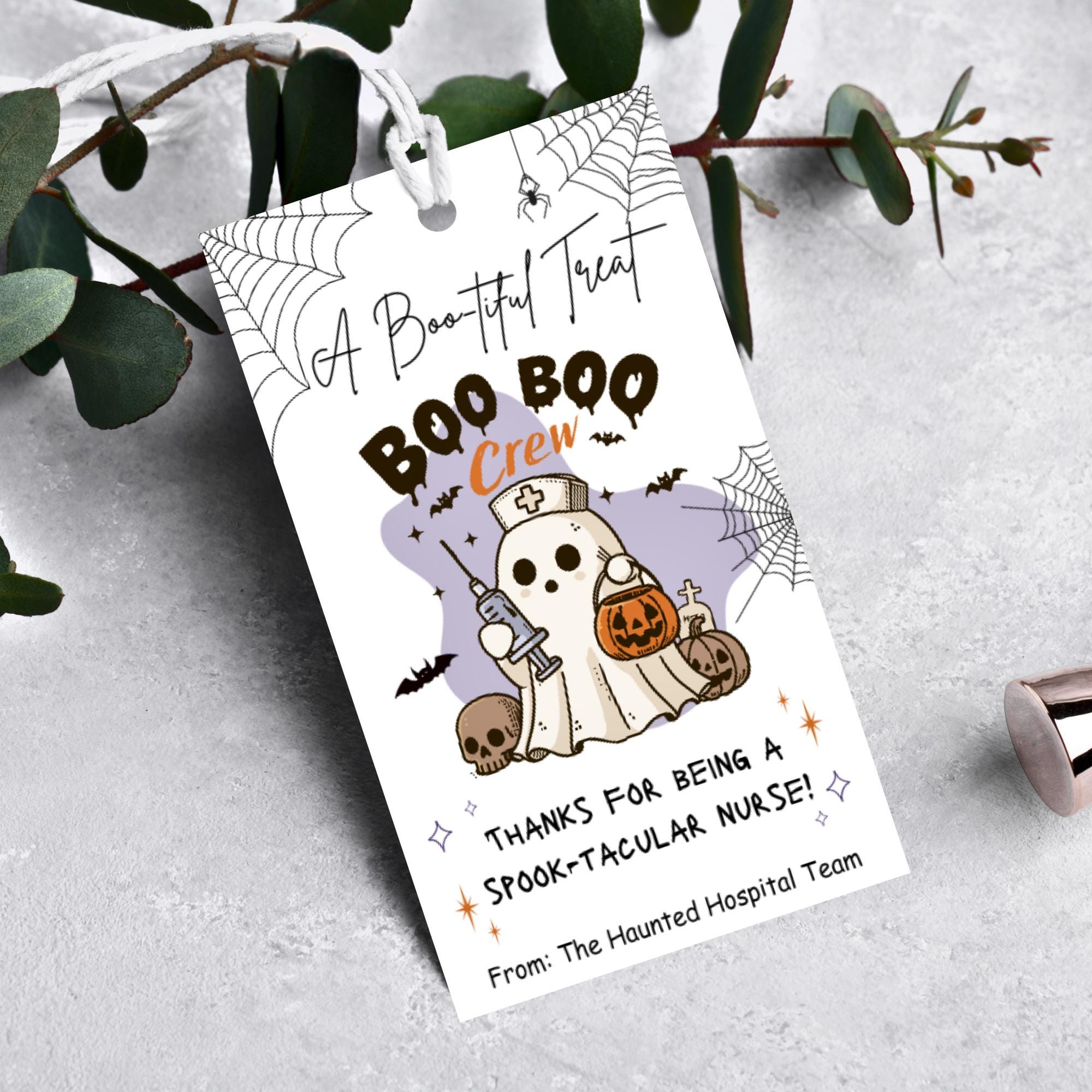 Editable Nurse Appreciation Gift Tag Halloween Boo Boo Crew Tag ...
