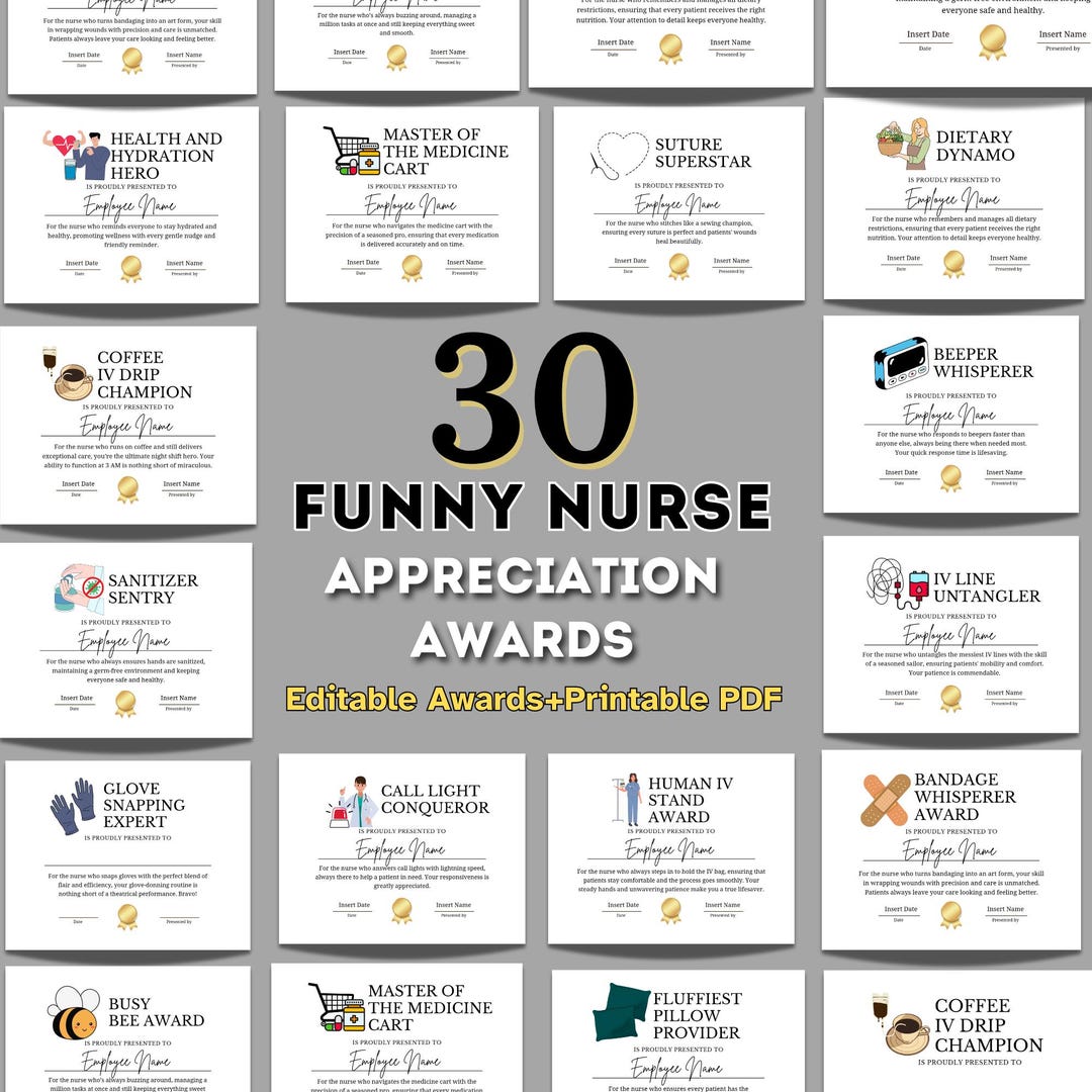 Funny Nurse Appreciation Award Certificates Happy Nurse Week ...