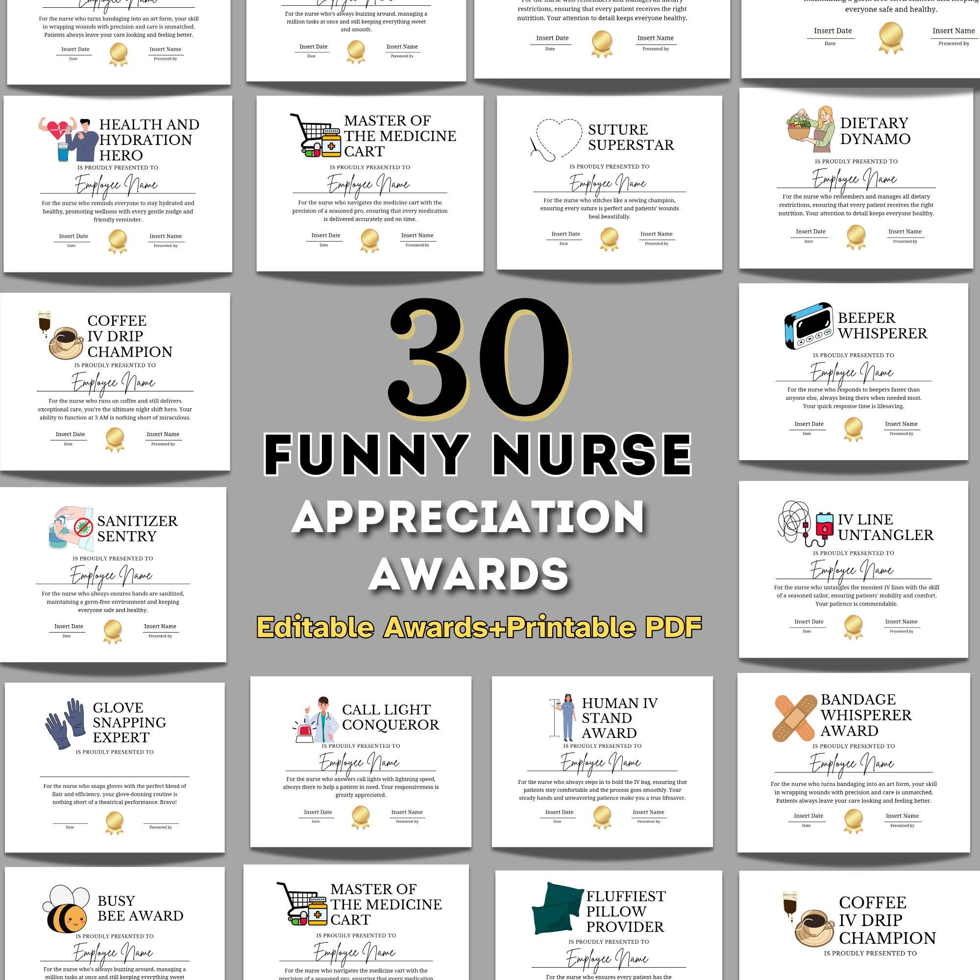 Funny Nurse Appreciation Award Certificates Happy Nurse Week ...