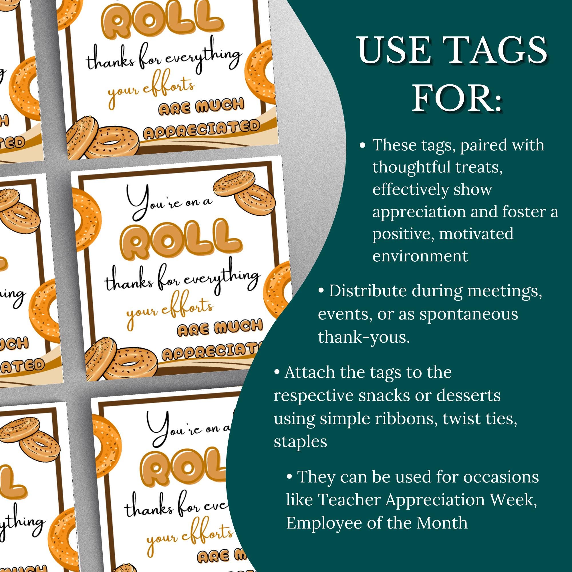 Team Bagel Gift Tag: Employee Appreciation Thank You (digital Download ...
