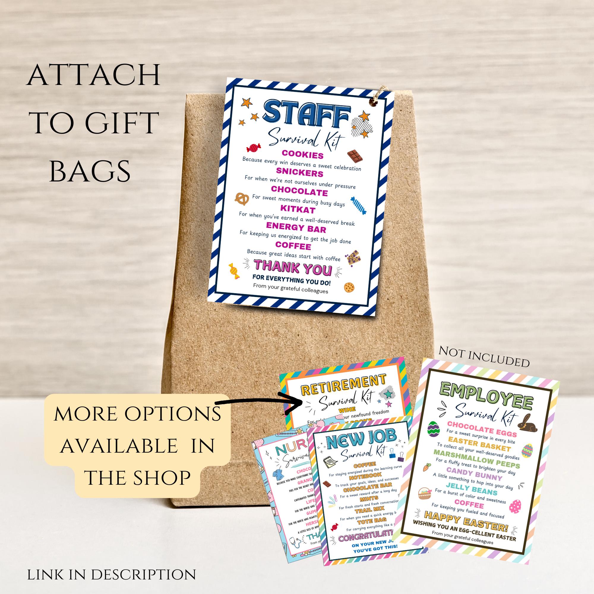Funny Staff Survival Kit Tag Staff Appreciation Candy Tags Coworker ...