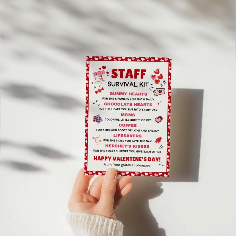 Editable Valentine Staff Survival Kit Tag Printable Funny Valentine ...