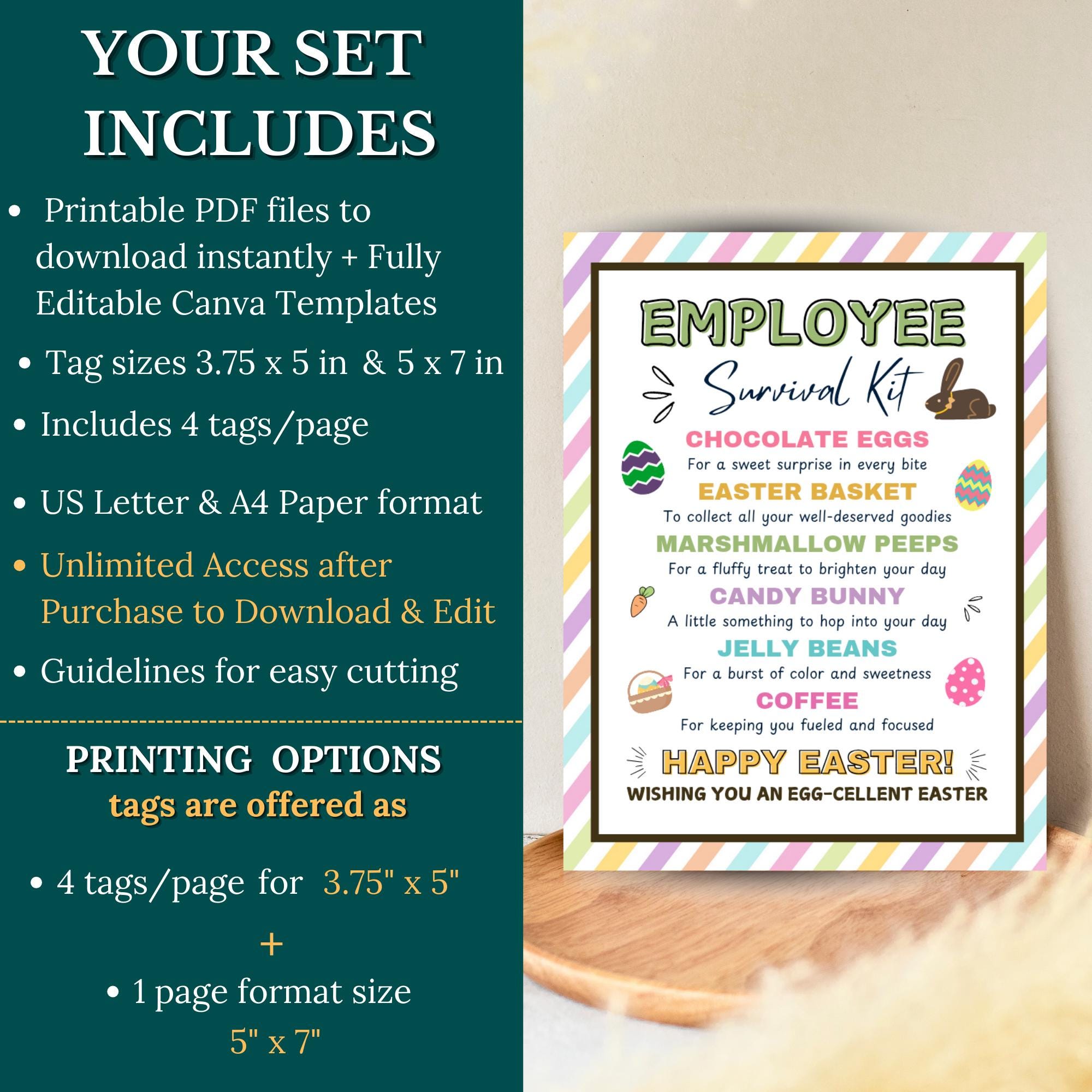 Employee Survival Kit Tag for Easter Team Appreciation Easter Treats ...