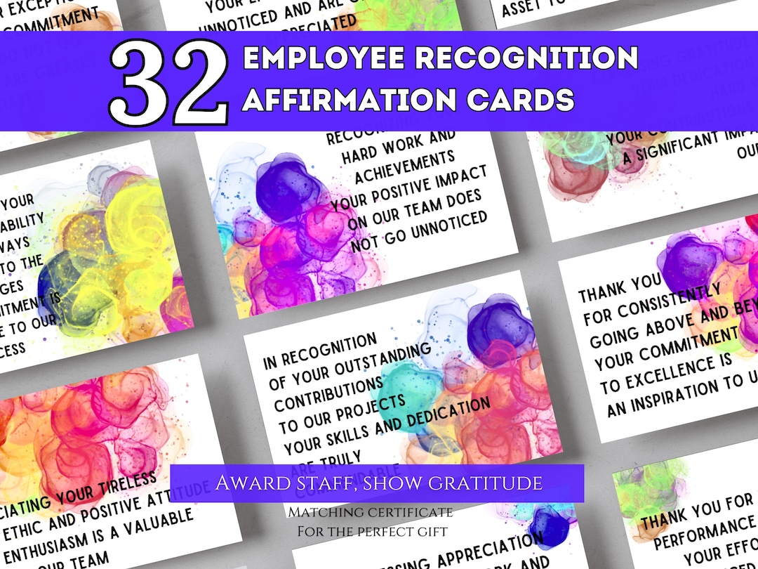 Employee Recognition Cards Team Appreciation Cards Teacher Appreciation Tags Gift for Employee ...