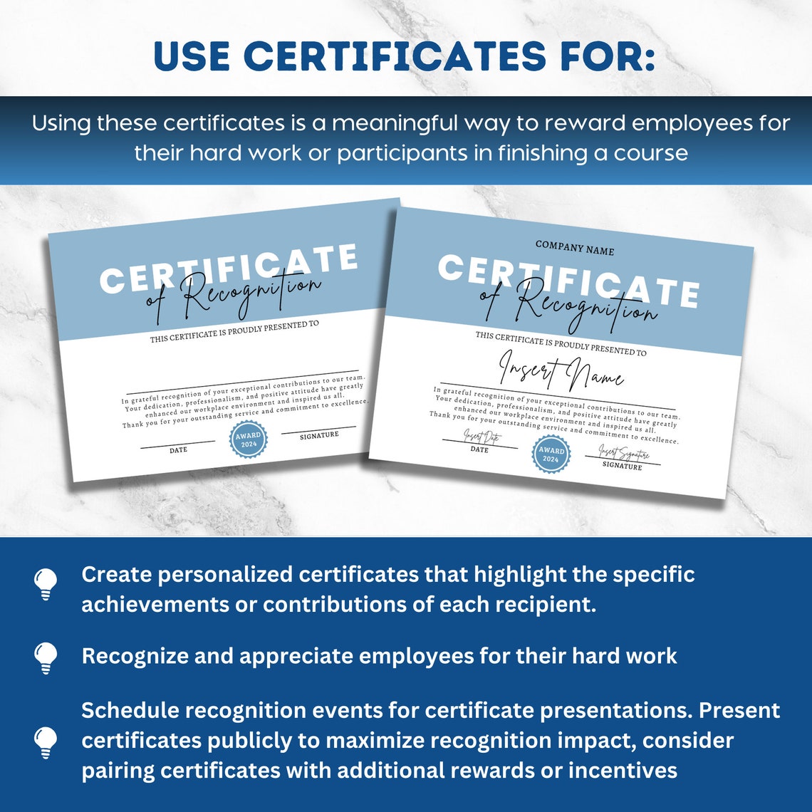 Employee Recognition Certificate Editable Canva Template Staff Awards ...