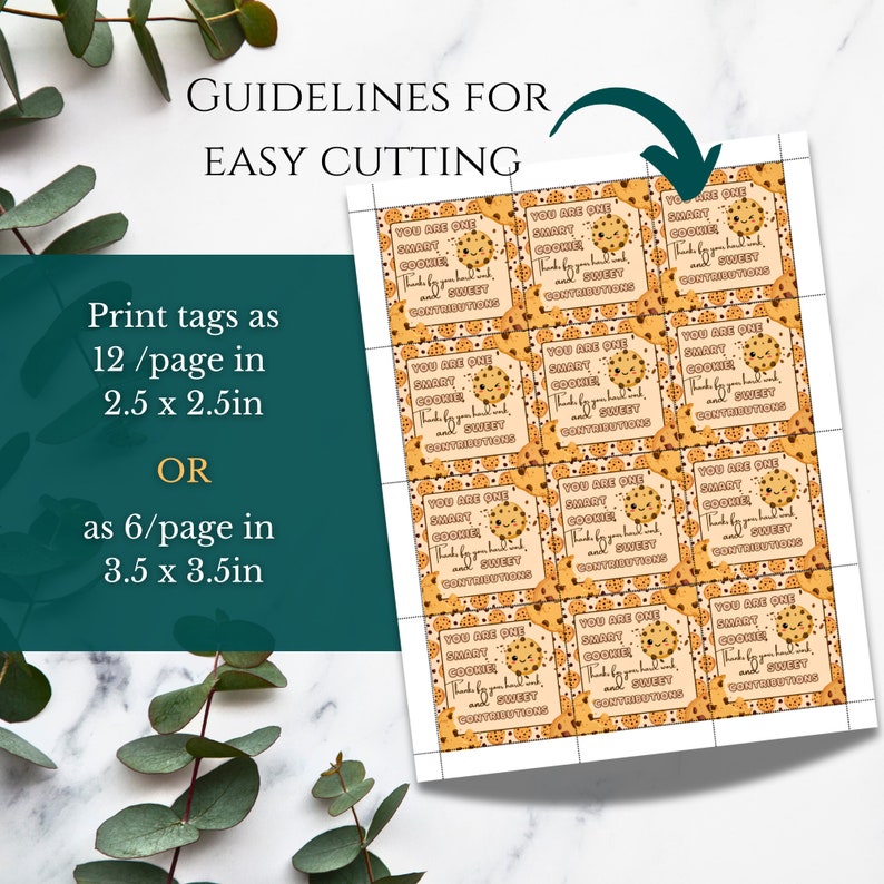 Smart Cookie Tag Teacher Thank You Tag End of School Year Cookie Tags ...