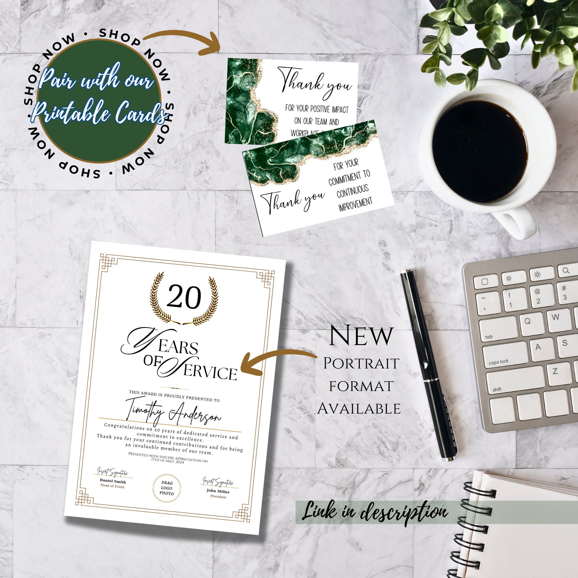 Years of Service Award Template: Corporate Recognition Gift (digital ...