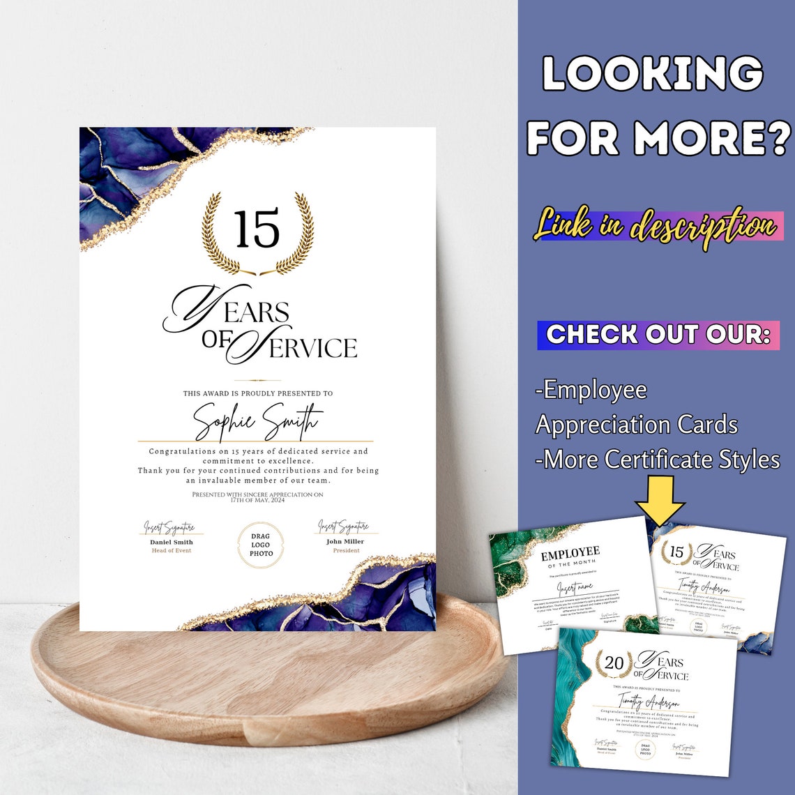 15 Years of Service Work Anniversary Gift Employee Recognition Staff ...