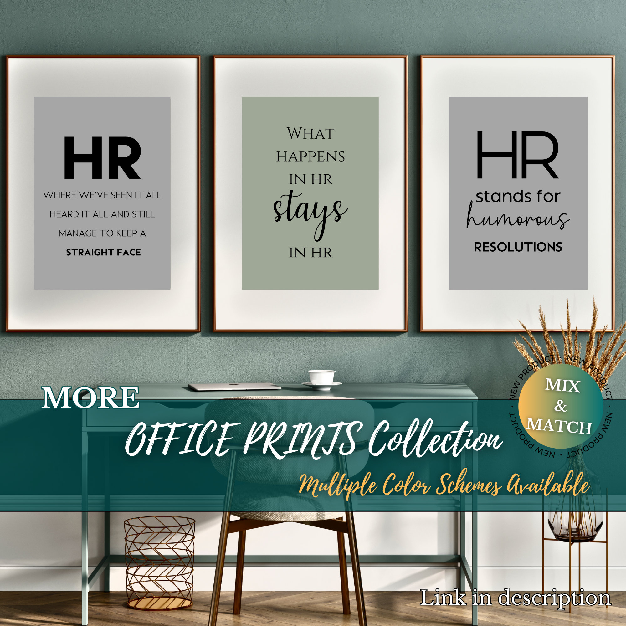 Human Resources Art Funny Office Decor Team Set Cubicle Decor for Women ...