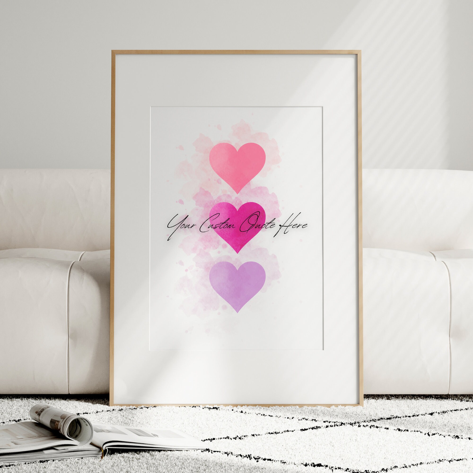 Personalized Hearts Quote Print: Custom Text Wall Art (digital Download ...