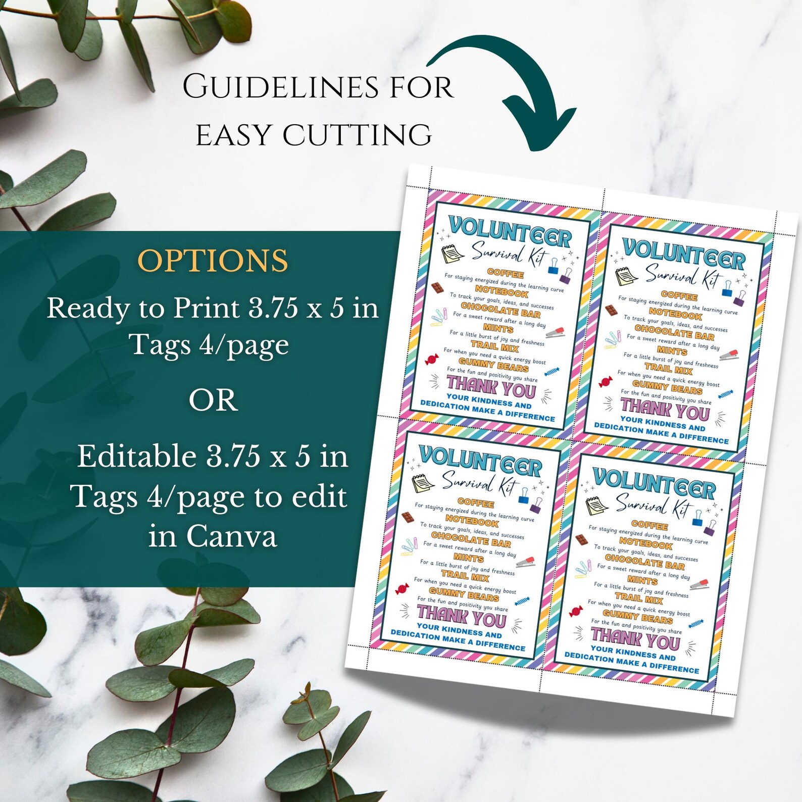 Volunteer Survival Kit Gift Tag Volunteer Appreciation Gift New Job ...