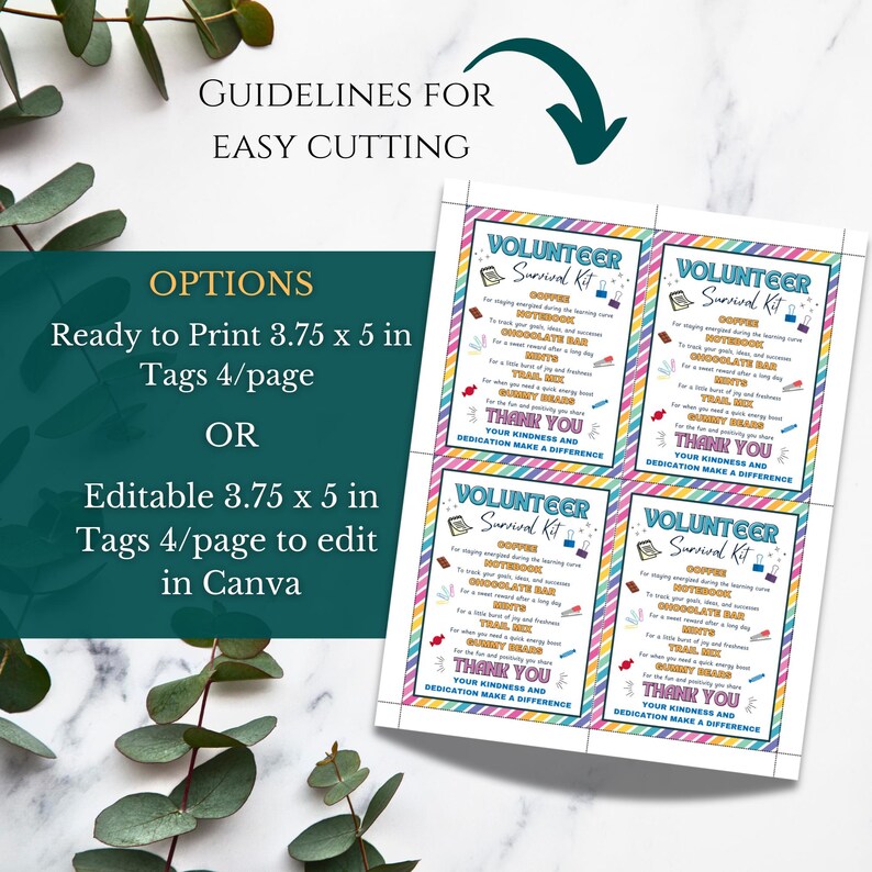 Volunteer Survival Kit Gift Tag Volunteer Appreciation Gift New Job ...