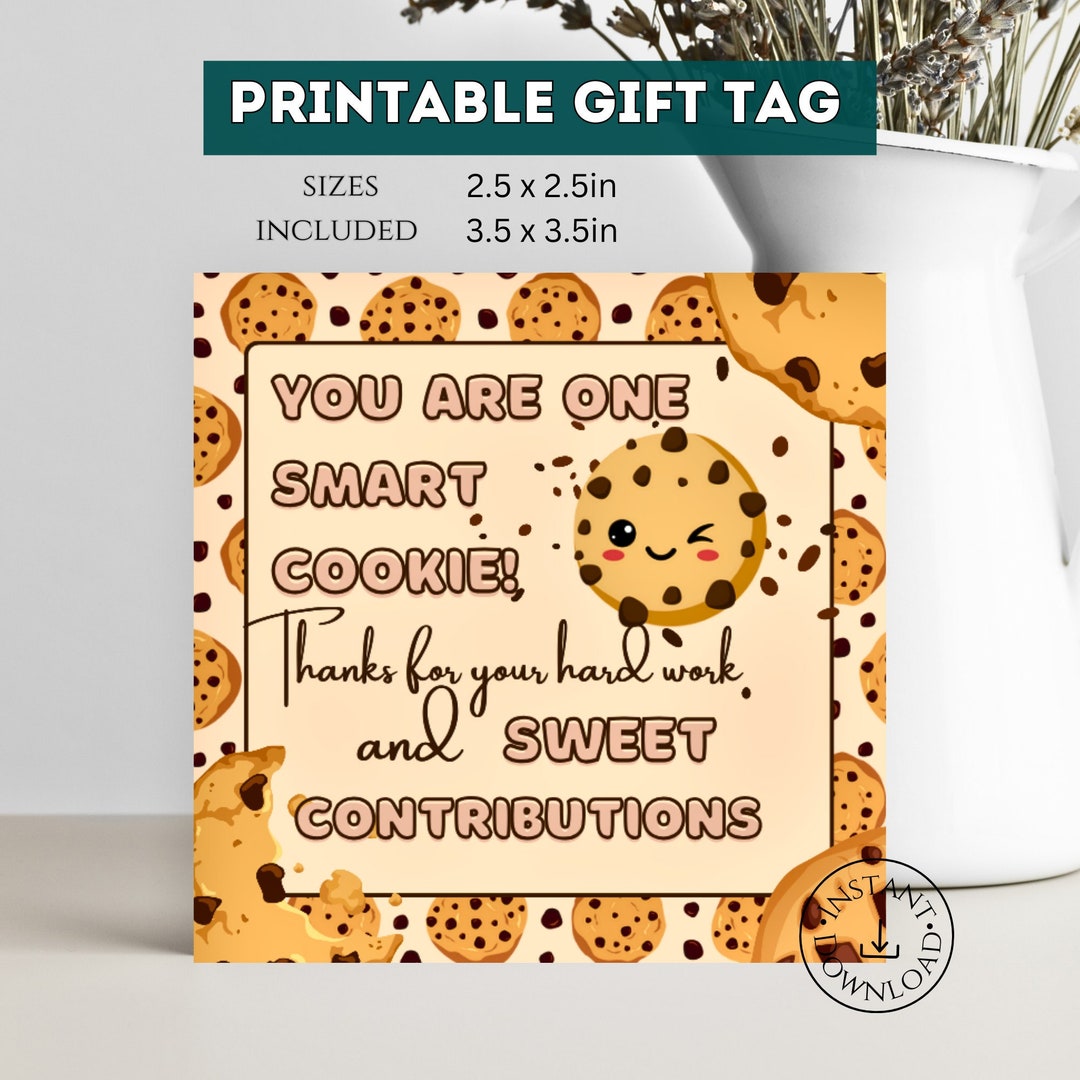 Smart Cookie Tag Teacher Thank You Tag End of School Year Cookie Tags ...