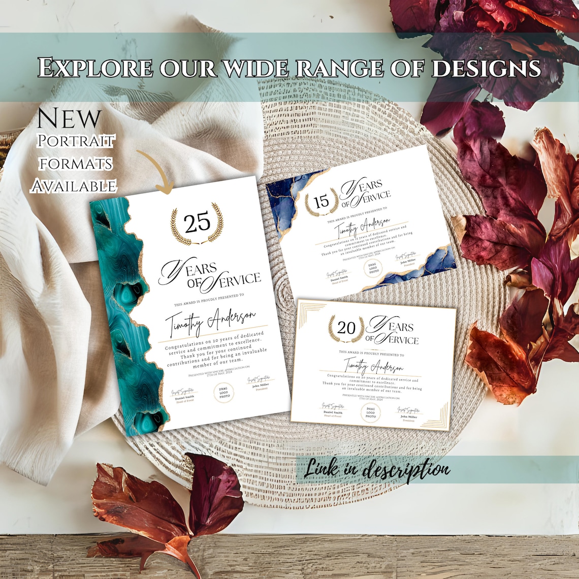 Years of Service Award Certificate Template: Editable Employee Gift ...