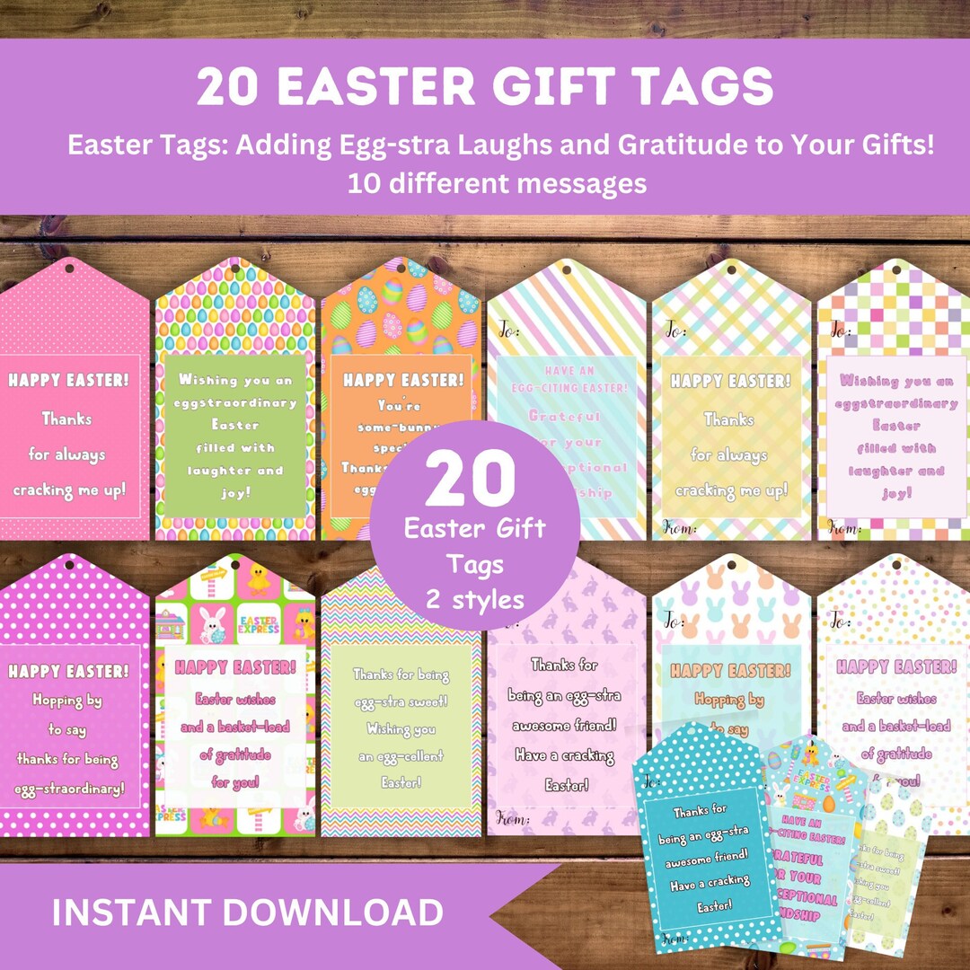 Easter Gift Tags Printable Easter Basket Tag Easter Bunny Treat Bag Tag ...