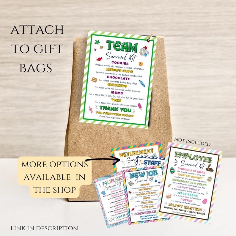 Team Survival Kit Tags Editable Staff Welcome Employee Appreciation Day ...