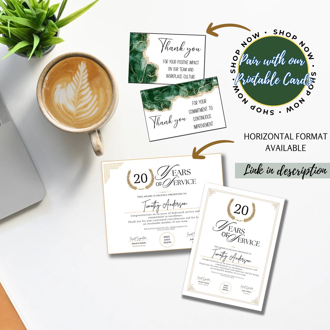 Years of Service Award Certificate Template: Corporate Employee ...