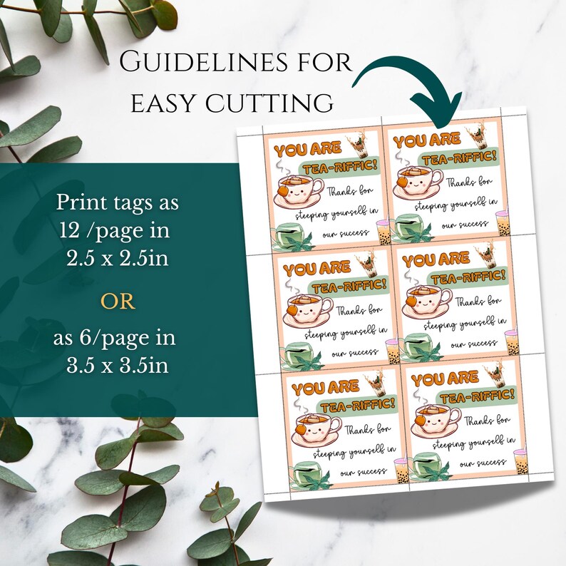 Tea Gift Tag You Are Tea-riffic Teacher Appreciation Gift Tag Iced Tea ...