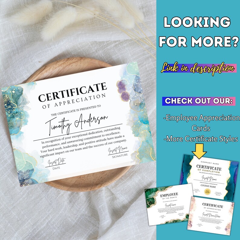 Certificate of Appreciation Awards Employee Recognition Office ...