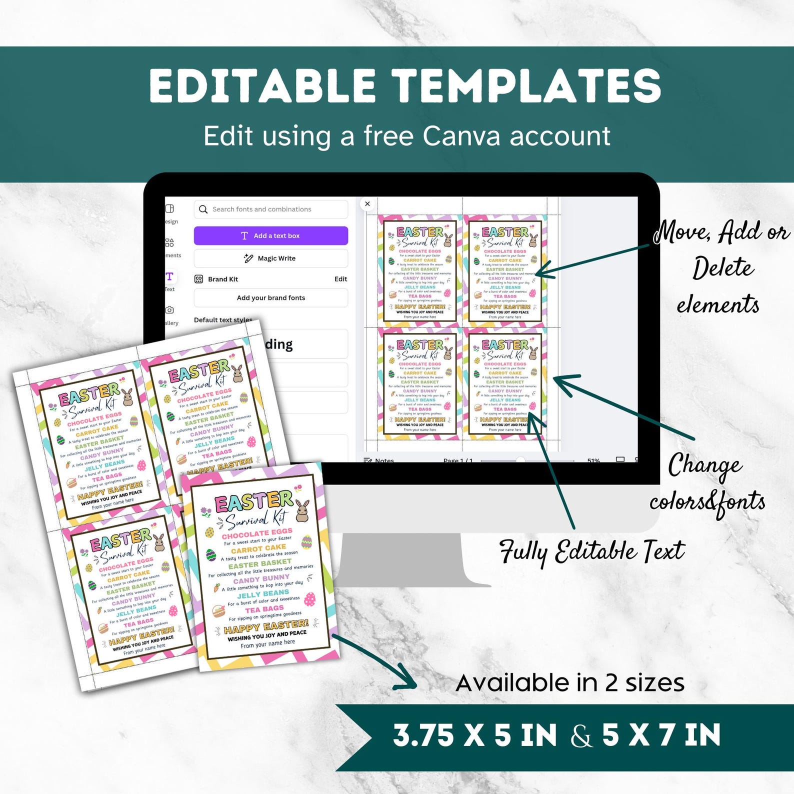 Easter Survival Kit Gift Tag Easter Bunny Bait Printable Easter ...