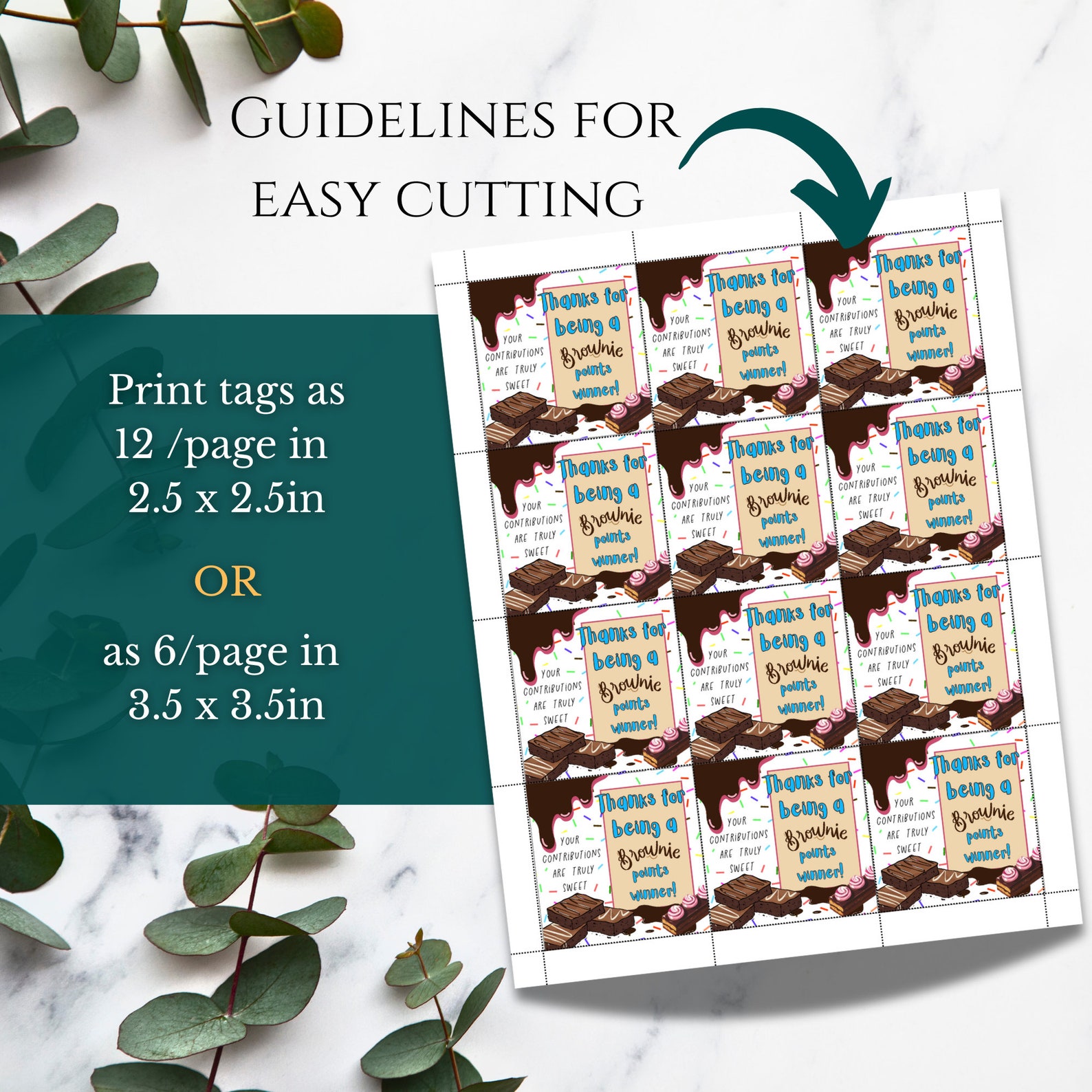 Brownie Appreciation Tags Brownie Points Favor Tags Teacher ...