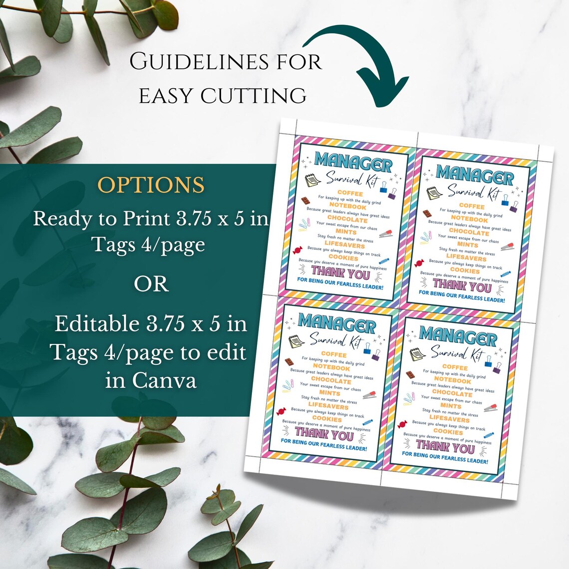 Manager Survival Kit Tag Boss Day Appreciation Gift Work Emergency Kit ...