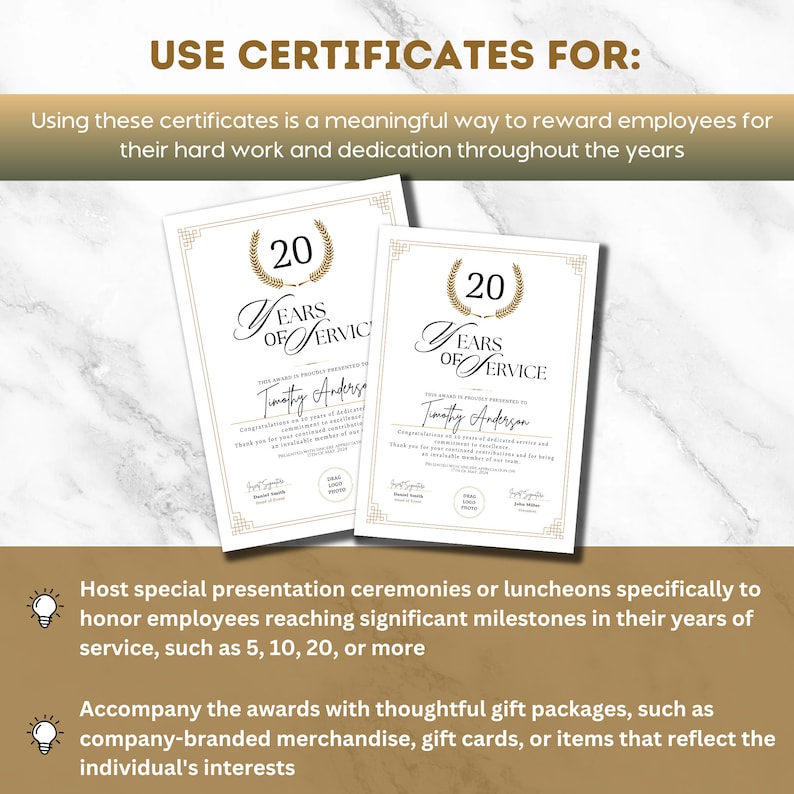 Years of Service Award Certificate Template: Corporate Employee ...