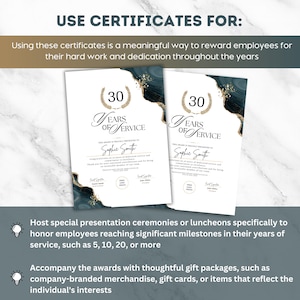 30 Years of Service Certificate Award Template Editable Diploma ...
