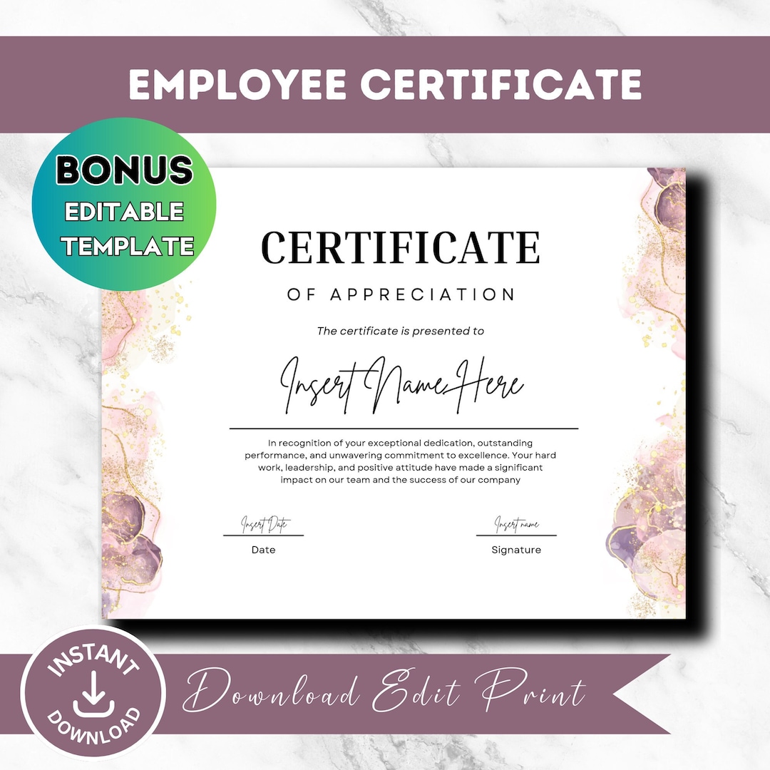Employee Appreciation Certificate Printable Template Employee ...