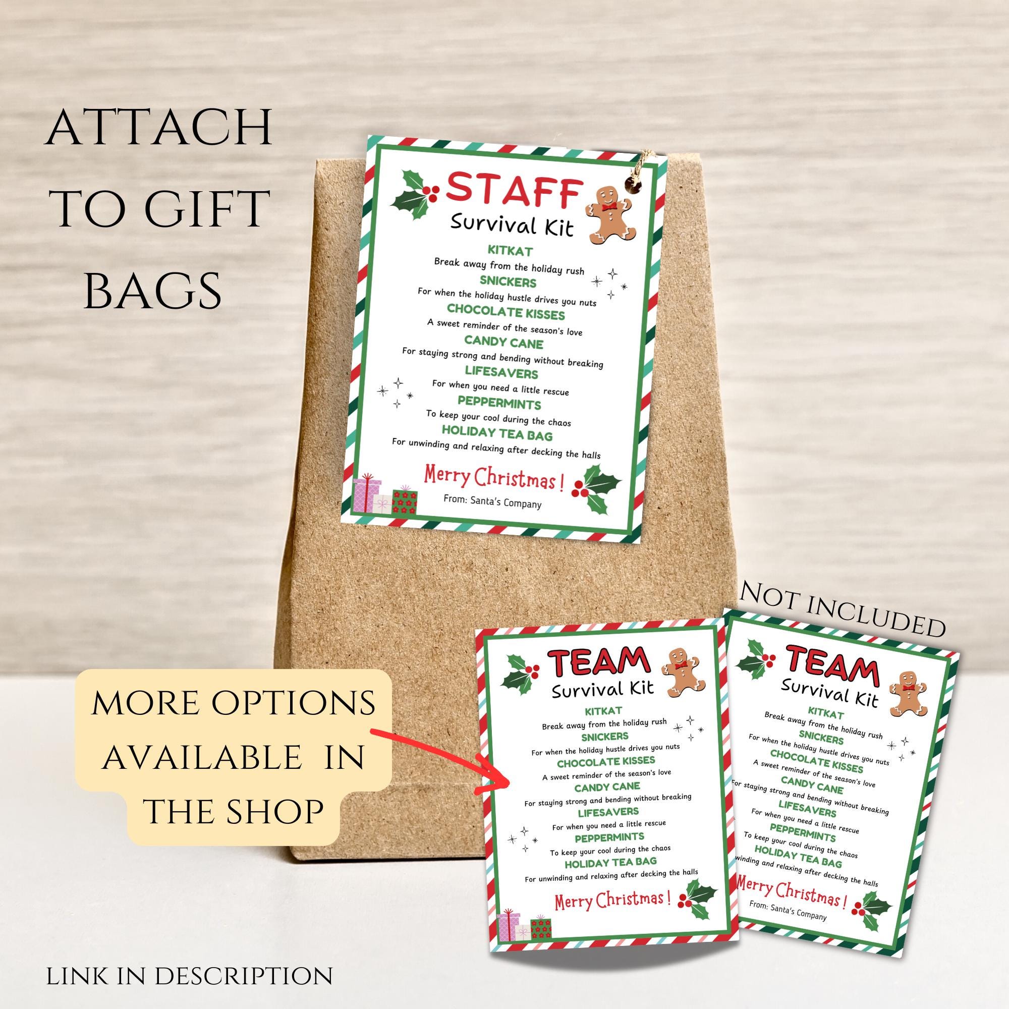Staff Survival Kit Tag for Christmas Editable in Canva Staff ...