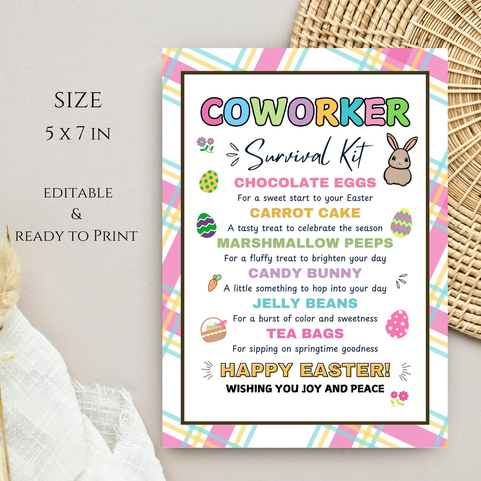 Coworker Easter Survival Kit Tag Printable Easter Gift Tag Funny ...