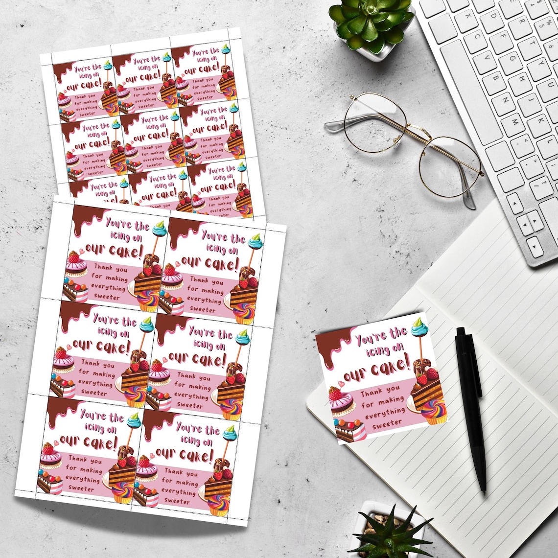 Cake Tag Employee Candy Bar Gift Tag Teacher Appreciation Thank You ...