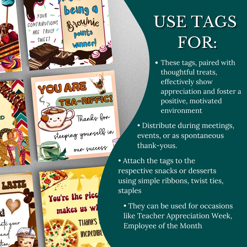 Employee Appreciation Treat Tags: Thank You Gift Bundle (digital ...