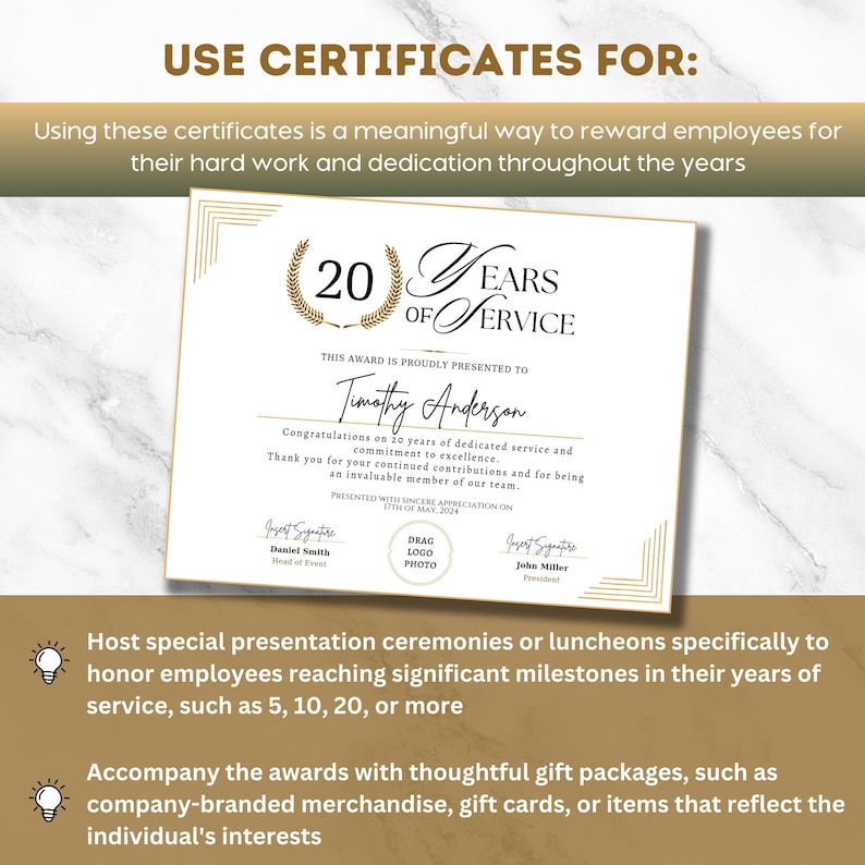 Years of Service Award Template: Corporate Recognition Gift (digital Download) - Etsy