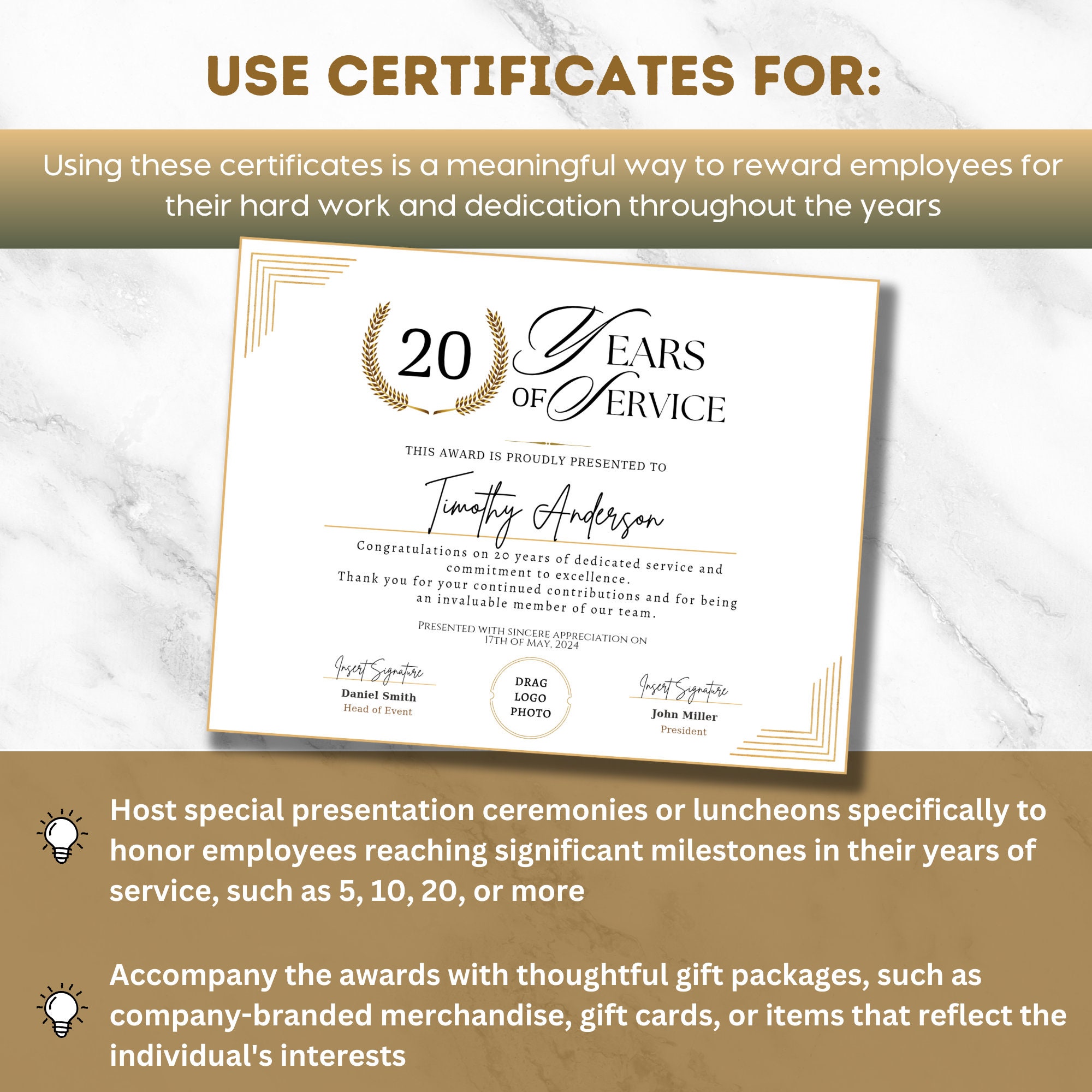 Years of Service Award Template: Corporate Recognition Gift (digital ...