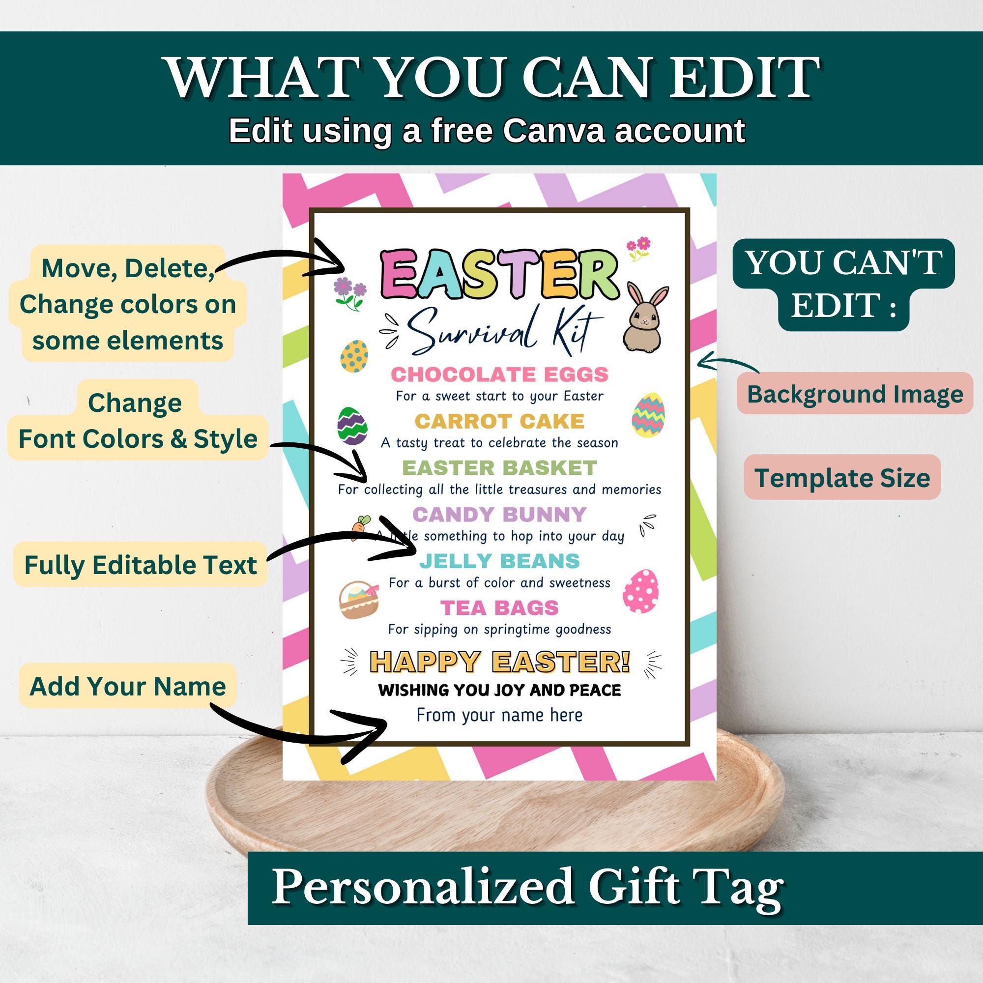 Easter Survival Kit Gift Tag Easter Bunny Bait Printable Easter ...