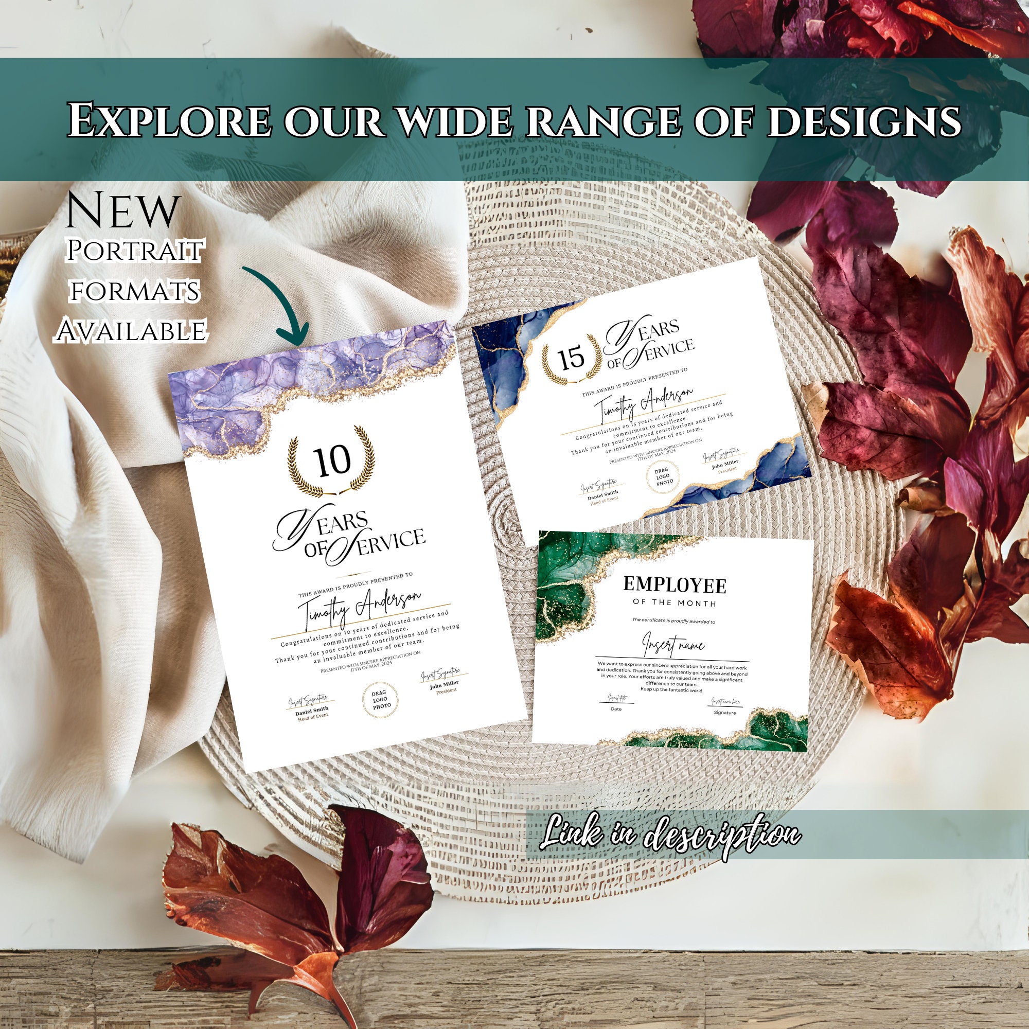 Editable Employee of the Quarter Award Certificate (digital Download ...