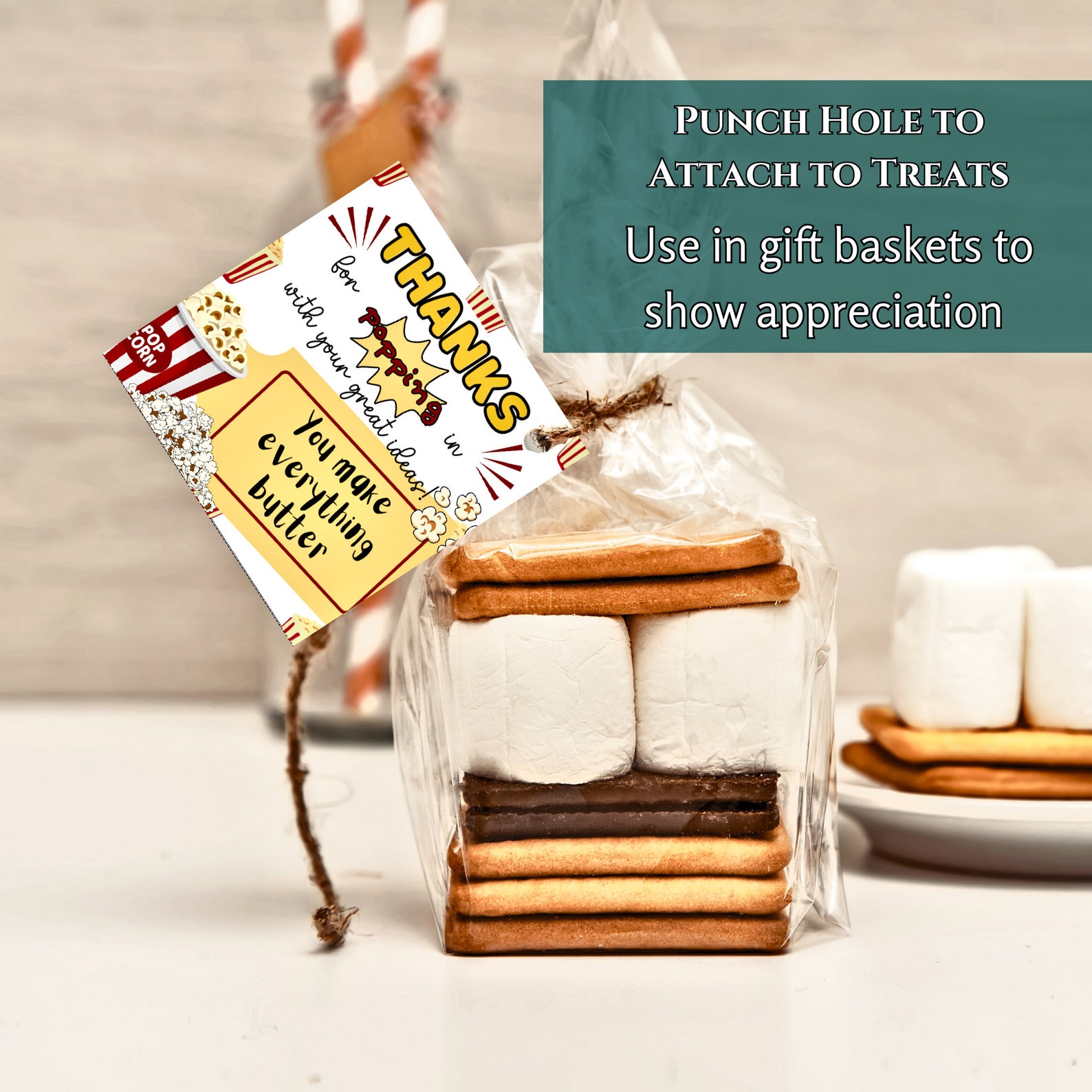 Popcorn Teacher Appreciation Week Tag Popcorn Gift Tag Poppin by to Say ...