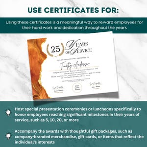 25 Years of Service Award Certificate for Employee Recognition Editable ...