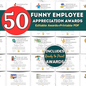 Funny Employee Appreciation Awards - Humorous Recognition Certificates ...