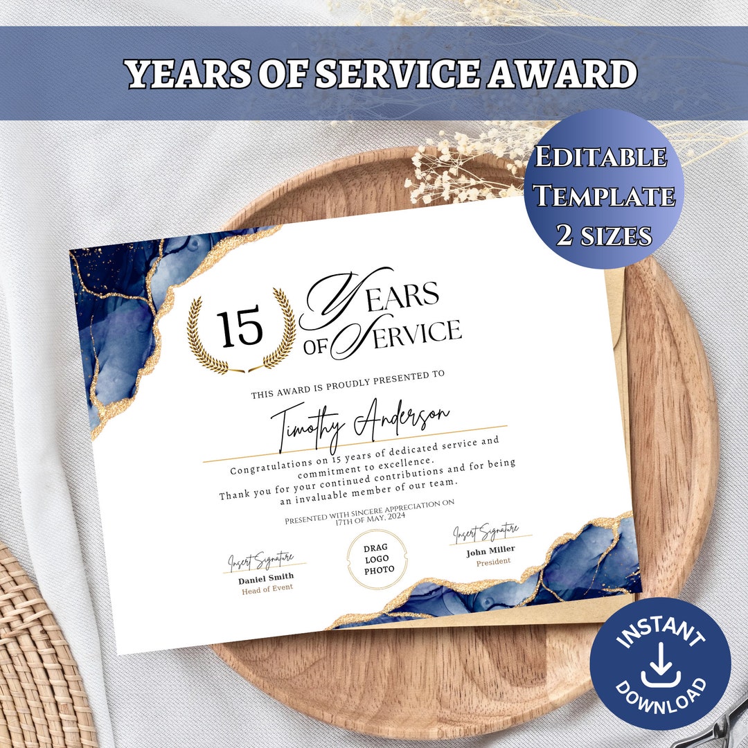 Years of Service Award Certificate: Employee Appreciation (digital ...