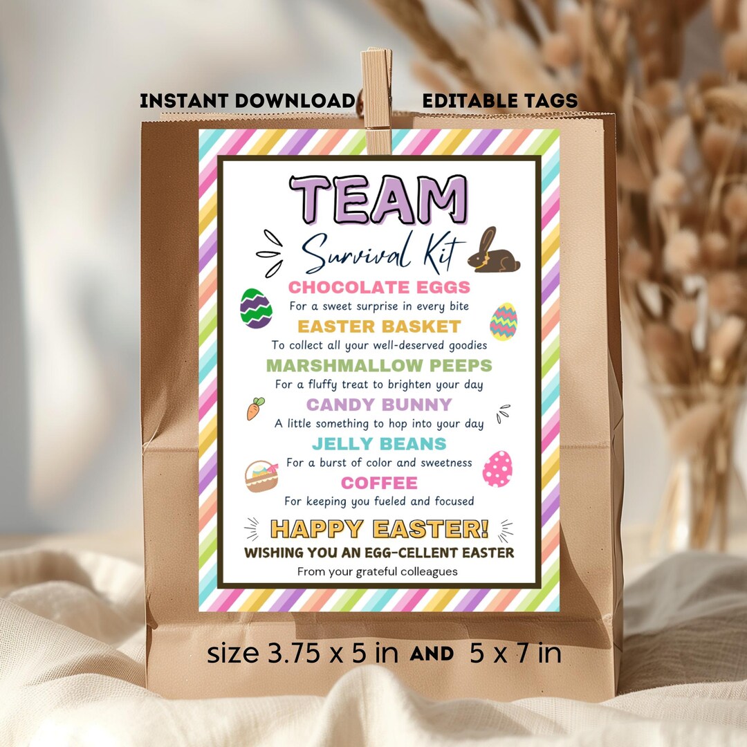 Team Survival Kit Tags Easter Staff Welcome Gift Employee Appreciation ...