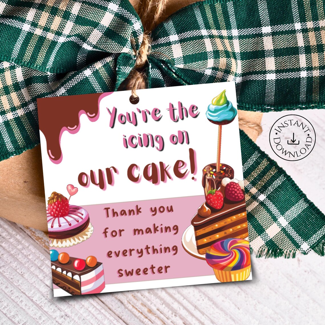 Cake Tag Employee Candy Bar Gift Tag Teacher Appreciation Thank You ...