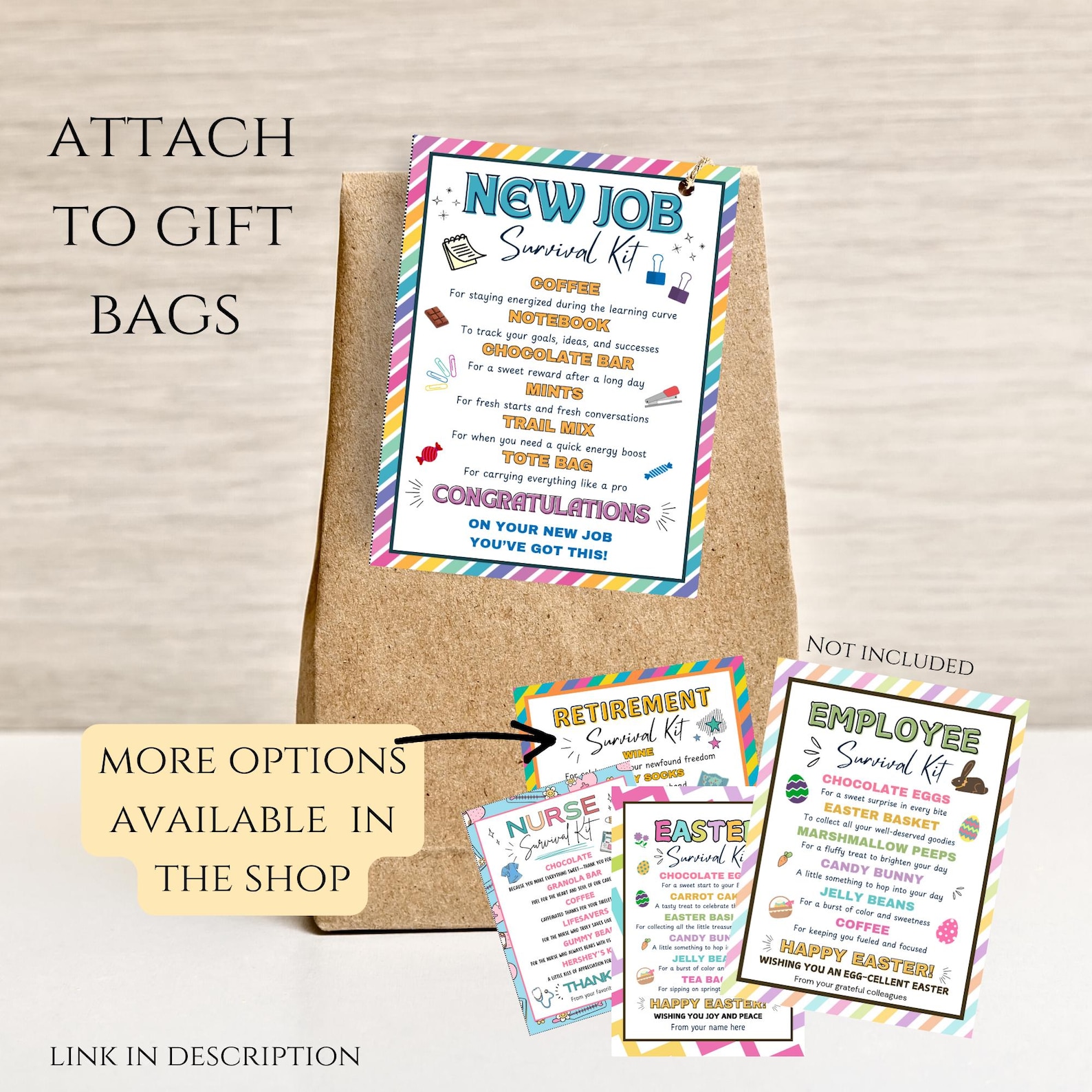 New Job Survival Kit Tag New Job Congratulations Gift New Employee ...