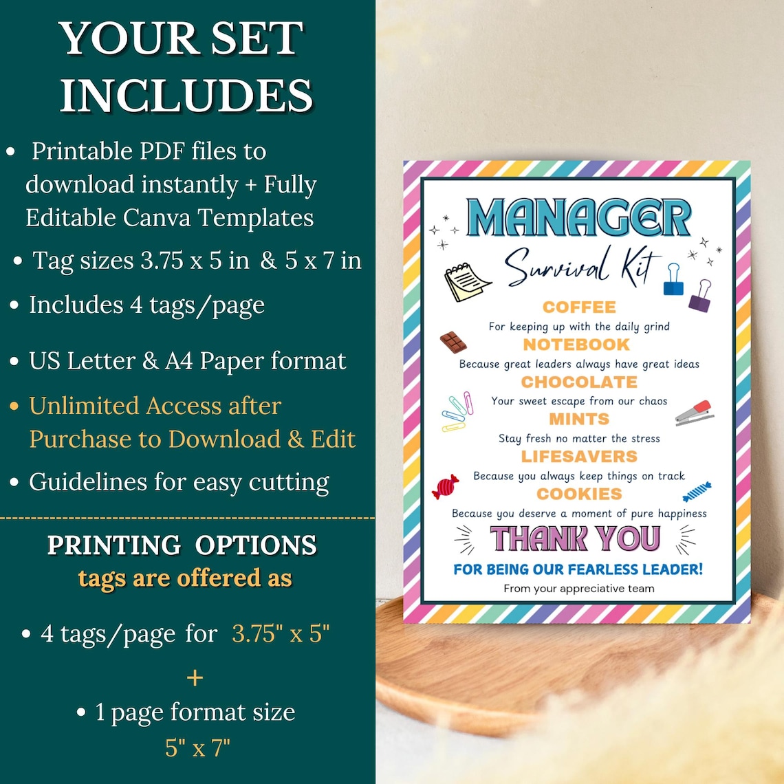 Manager Survival Kit Tag Boss Day Appreciation Gift Work Emergency Kit ...